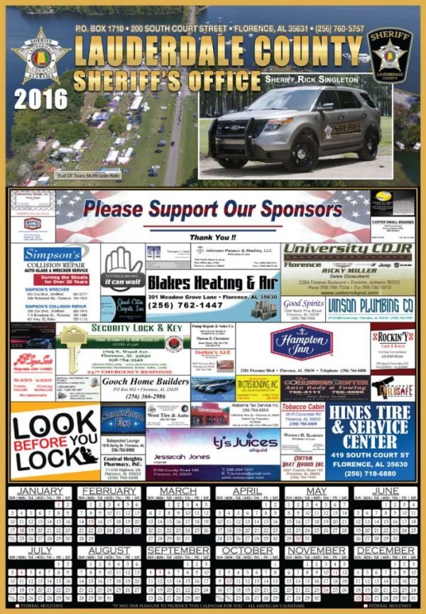 Calendar Samples – Law Enforcement Services